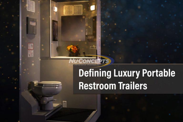 Luxury portable restroom at night - NuConcepts